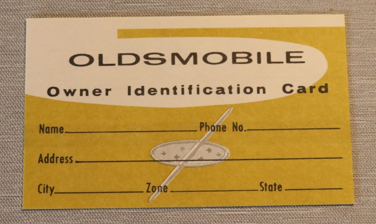 Owners Identification Card 1957-58 Oldsmobile - US Car Parts
